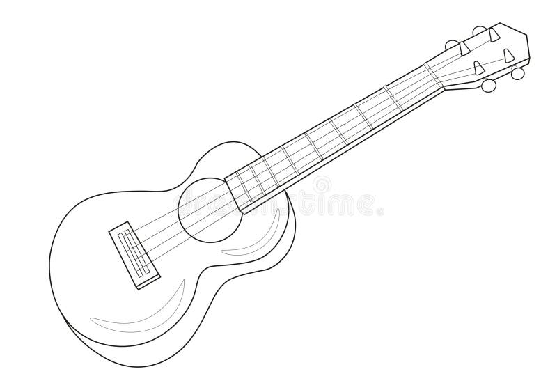 Ukulele Line Drawing Vector Illustration Stock Vector - Illustration of ...
