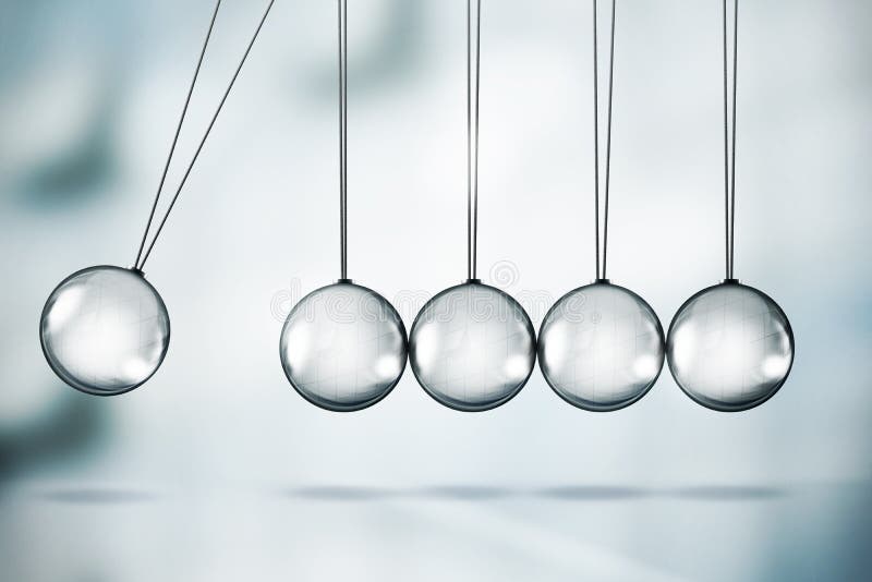 Newtons Cradle, Physics Experiment: Collision Balls in Action. Blurred ...