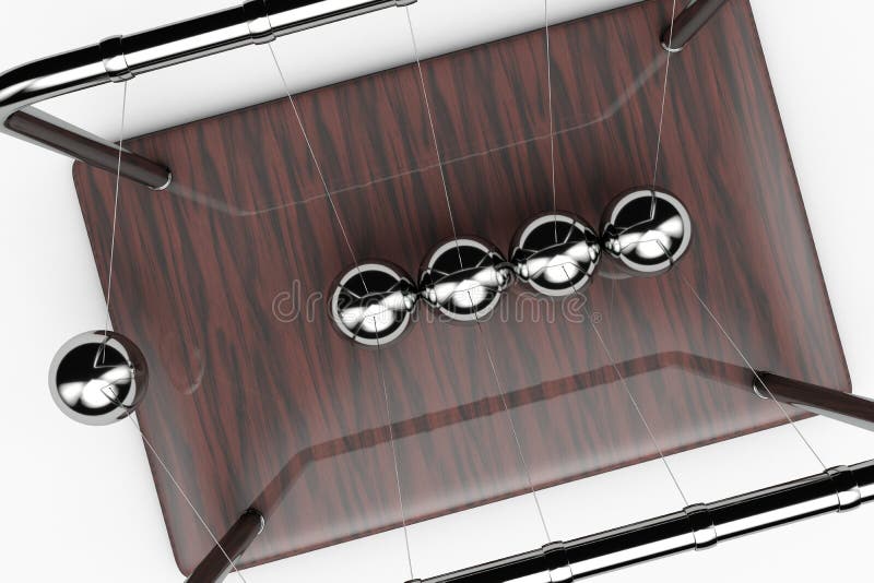 Newton`s Cradle in Action. Top View Stock Photo - Image of potential ...