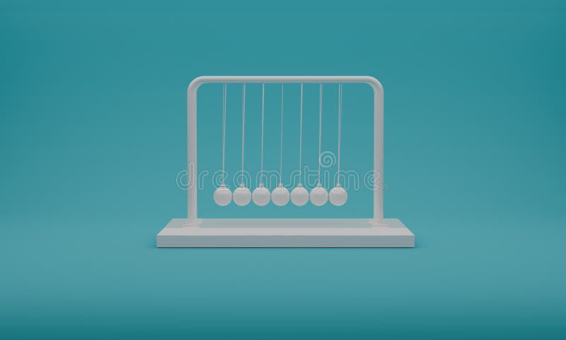 Abstract 3D Rendered Newton Cradle Over Teal Background Stock ...