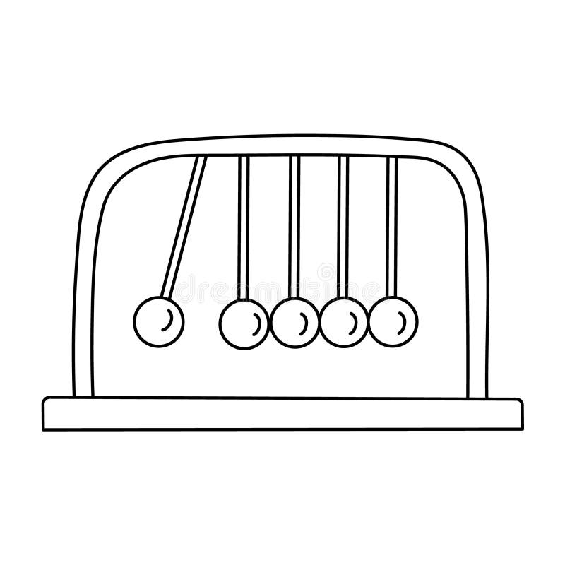Newton S Cradle Hand Drawn Doodle Vector Illustration Black Outline ...