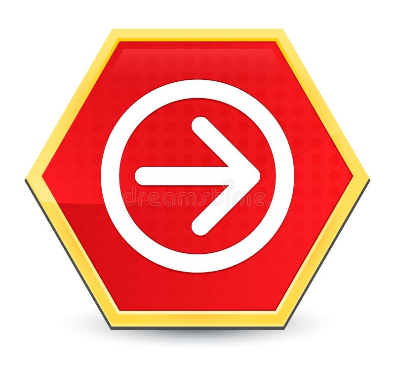 Next Arrow Icon Abstract Red Hexagon Button Bright Yellow Frame Elegant ...