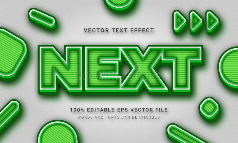 Next 3d Text Style Effect with Green Color Stock Vector - Illustration ...