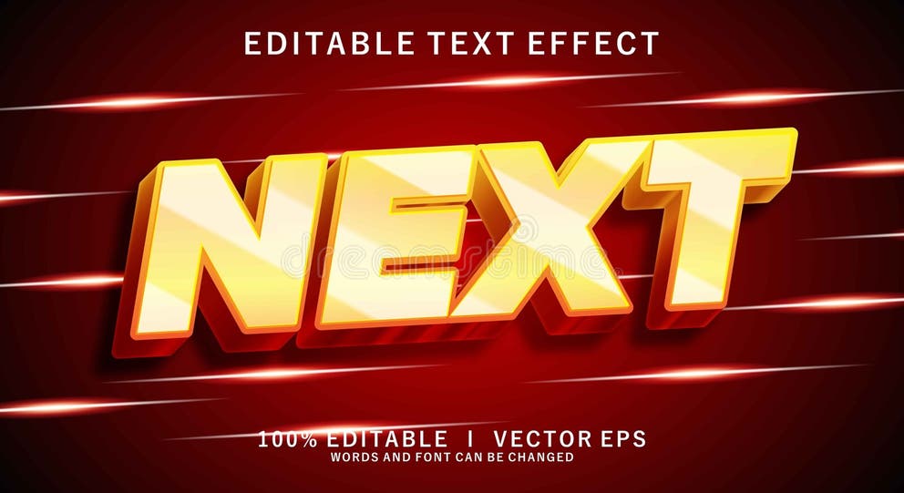Next 3d Vector Text Effect with Modern Style Design Stock Vector ...