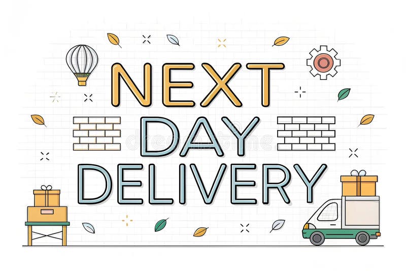 Next Day Delivery Isolated on Transparent Background Stock Illustration ...