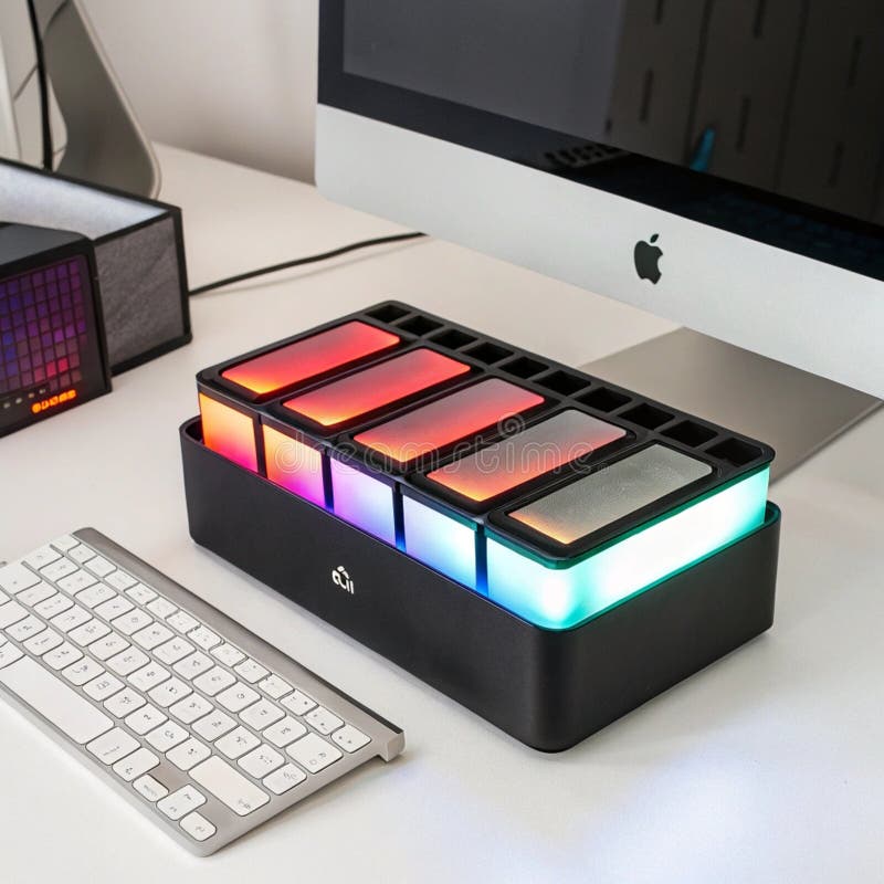 Next-gen AI-powered Desk Organizer with Glowing Sections Stock ...