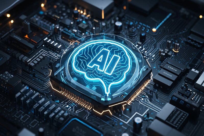 Next-Gen Artificial Intelligence Interface with Glowing Circuit Lines ...