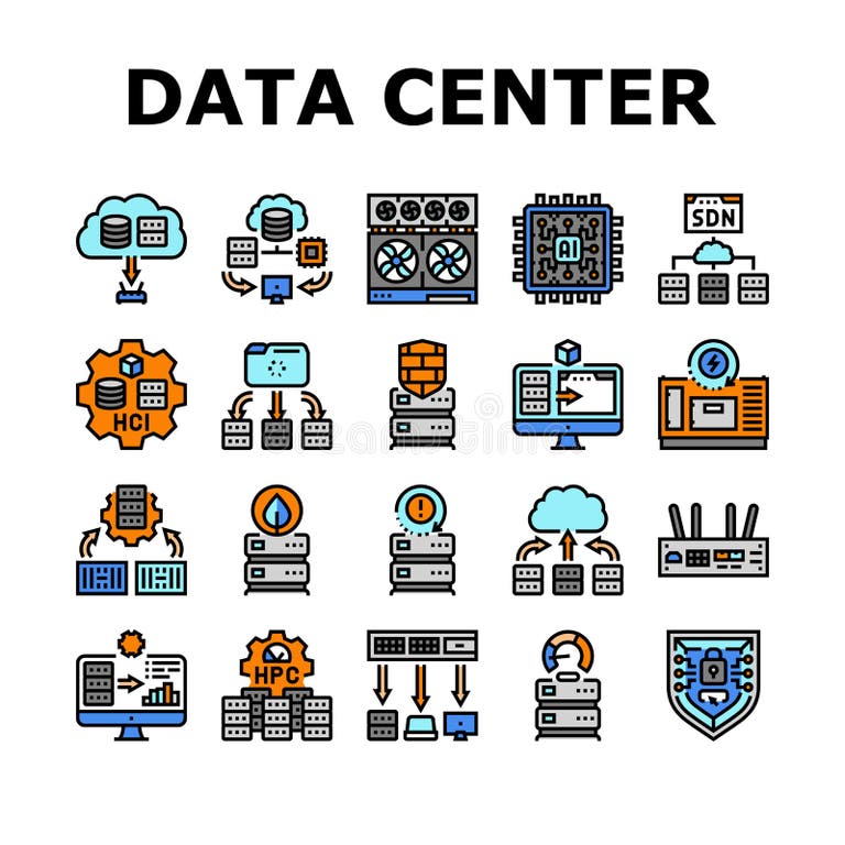 Next Gen Data Center Automation Icons Set Vector Stock Vector ...