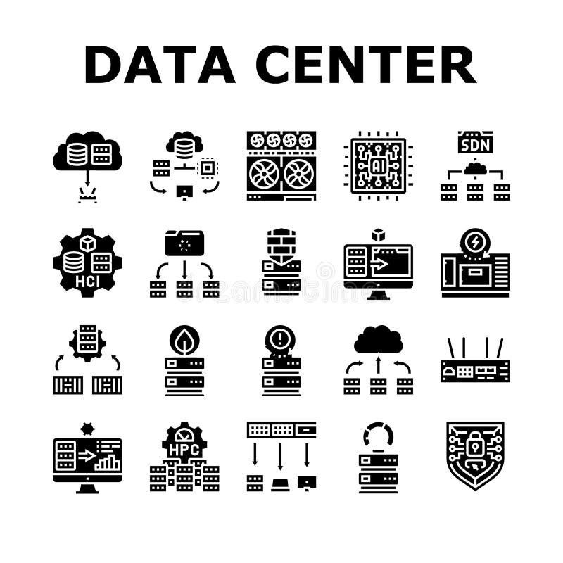 Next Gen Data Center Virtual Icons Set Vector Stock Vector ...