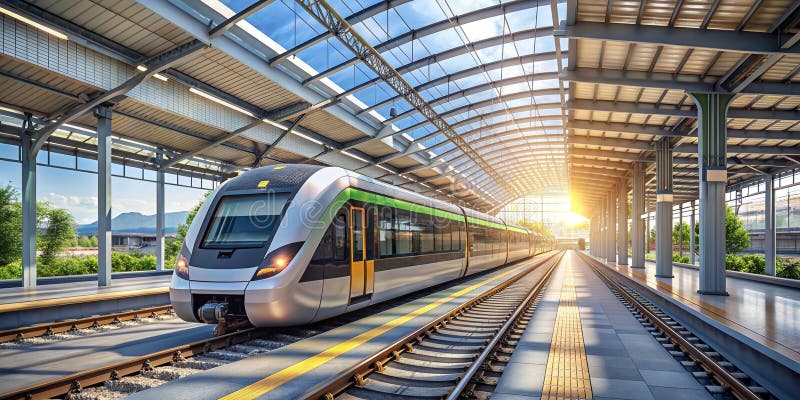 Next Gen Electric Train Station Powered by Massive Battery Units Sleek ...