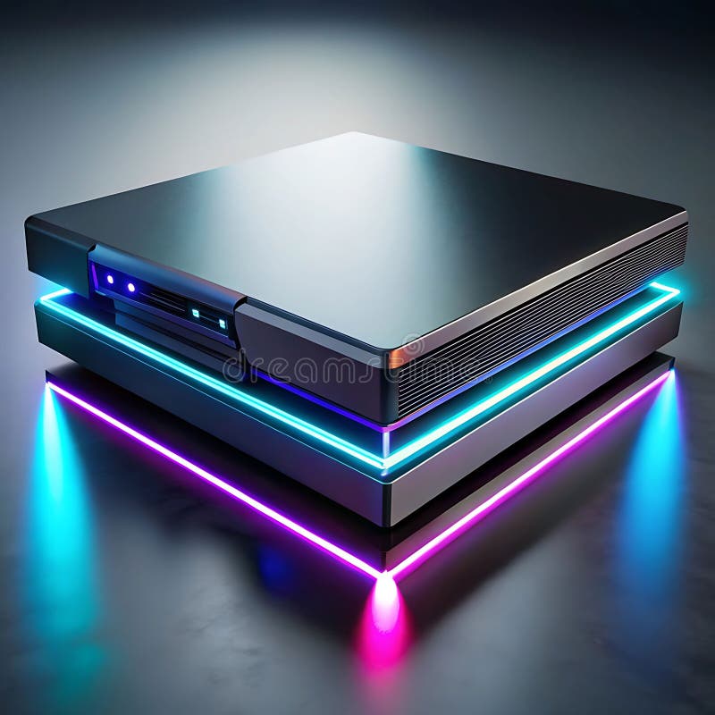 Next-Gen Gaming Console with LED Strips and Futuristic Design Elements ...