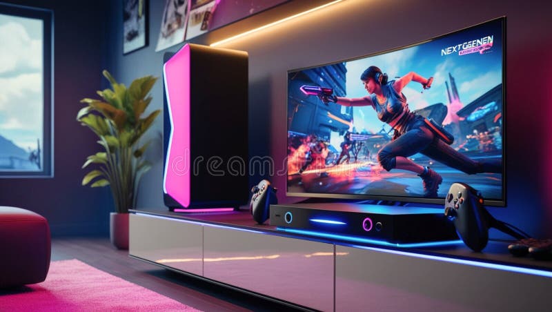 A Next-gen Gaming Console with a Sleek Stock Illustration ...
