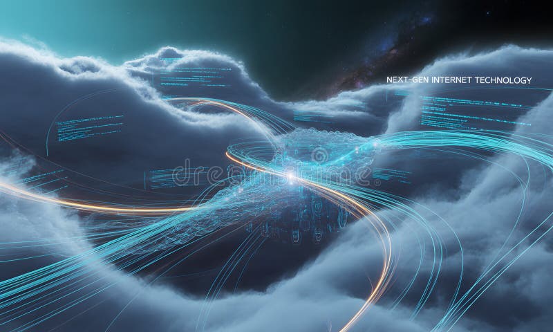 Next-Gen Internet Cloud Technology Stock Illustration - Illustration of ...