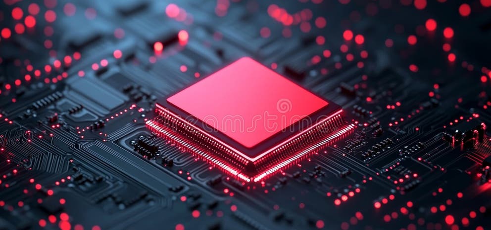 Next-generation AI-enhanced Supercomputer Chip, Complex Illuminated ...