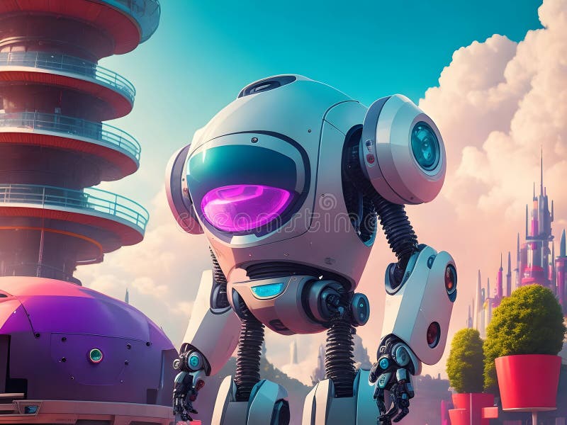 The Next Generation: Powerful Robot in a Visionary Future Setting Stock ...