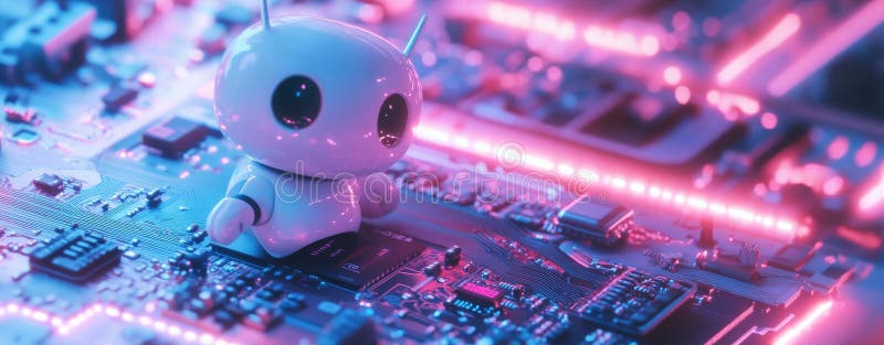 A Next-generation Robot Featured on a Digital Display, Surrounded by ...