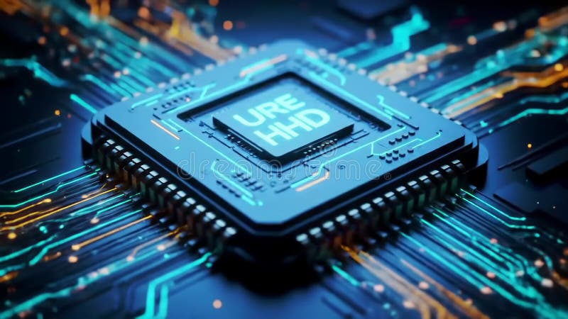 Next-Gen UHD Microchip on Advanced Glowing Circuit Board - High ...