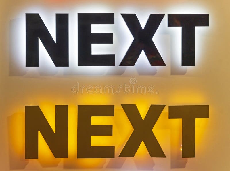 Next Glow Sign stock image. Image of sign, idea, english - 246747061