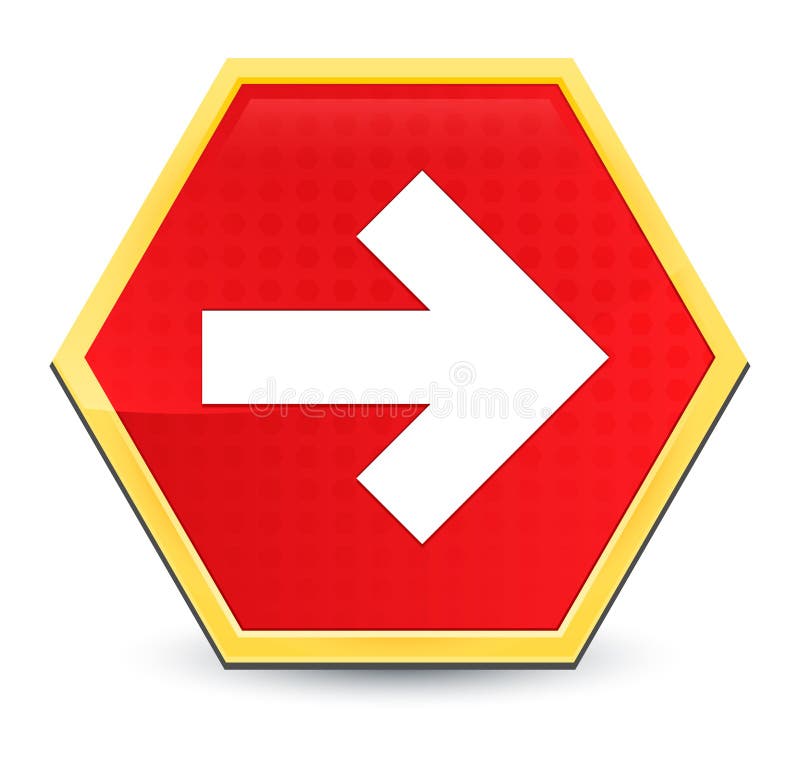 Next Icon Abstract Red Hexagon Button Bright Yellow Frame Elegant ...