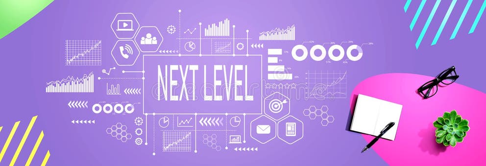 Next Level Concept with Notebook and Pen Stock Photo - Image of direction, growth: 262781330
