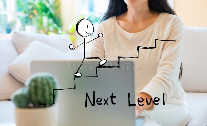 Next Level Concept with Woman Using Her Laptop Stock Image - Image of ...