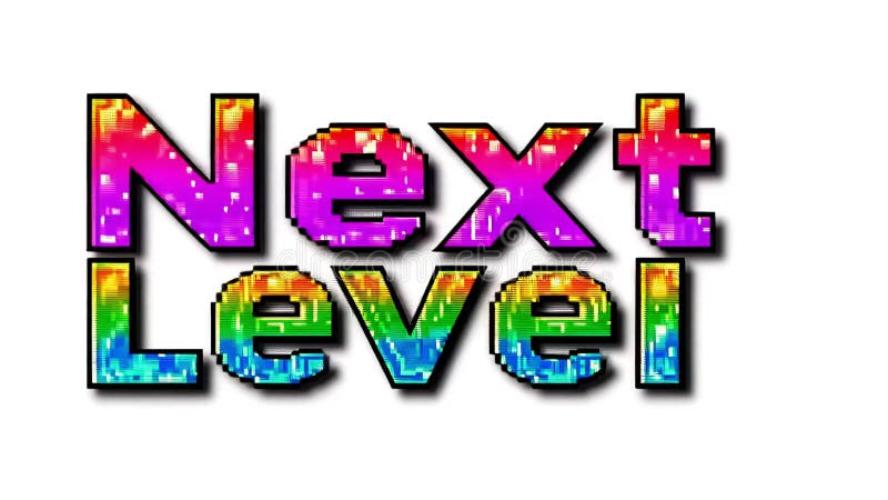 NEXT LEVEL Pixel-style Text on White Background with Retro Gaming ...