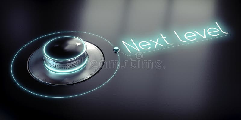 Next Level - Rotary Knob and Glowing Word Stock Illustration ...
