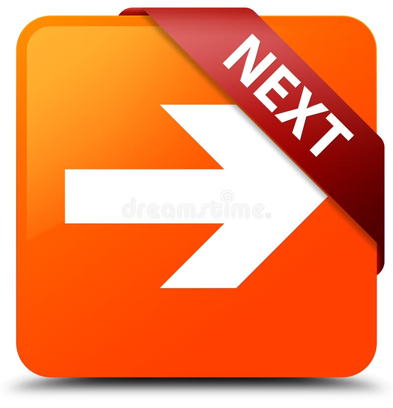 Next Orange Square Button Red Ribbon in Corner Stock Illustration ...