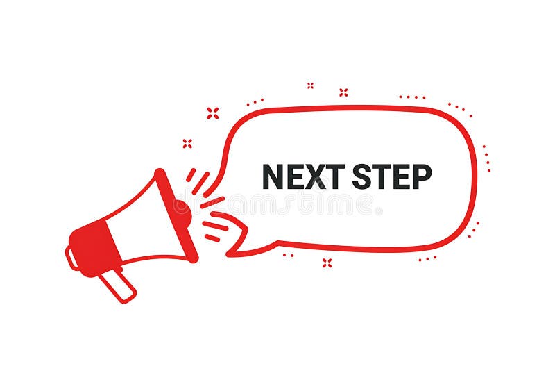Next Step Announcement Graphic with Red Megaphone for Guidance Stock ...