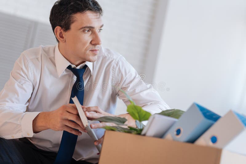 Thoughtful Calm Man Considering His Future after Being Dismissed Stock ...