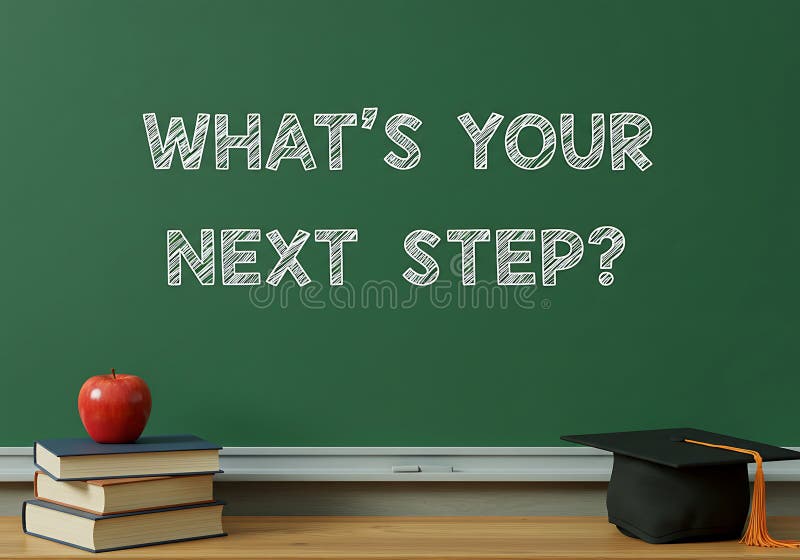 Next Step Education Concept with Books and Graduation Cap Stock ...