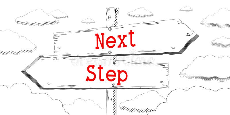 Next Step - Outline Signpost with Two Arrows Stock Illustration ...
