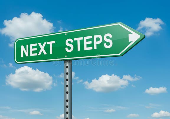 Next Step Road Sign Clear Blue Sky Forward Progress Symbol Concept ...