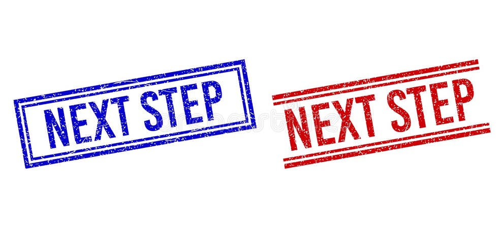 Grunge Textured NEXT STEP Stamp Seals with Double Lines Stock Vector ...