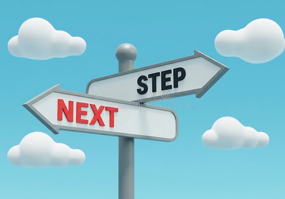 Next Step Signpost with Colorful Arrow Cartoon Illustration Stock ...