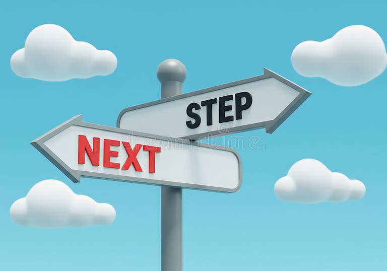 Next Step Signpost with Colorful Arrow Cartoon Illustration Stock ...