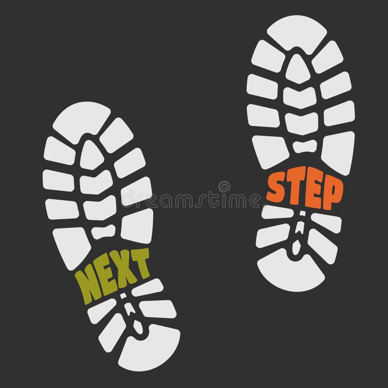 Next Step Symbol with Sport Shoe Print Stock Vector - Illustration of ...