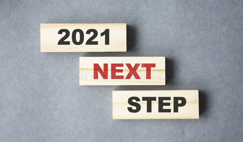 2021 Next Step Text on Light Box on Desk Table in Home Office.Business ...