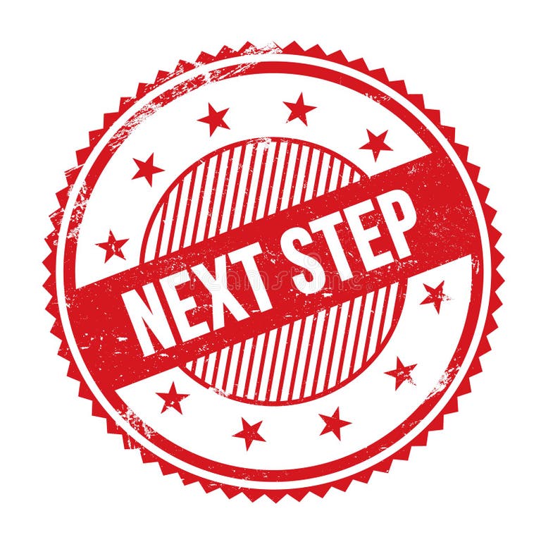 NEXT STEP Text Written on Red Grungy Round Stamp Stock Illustration ...