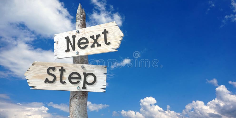 Next Step - Wooden Signpost with Two Arrows Stock Illustration ...