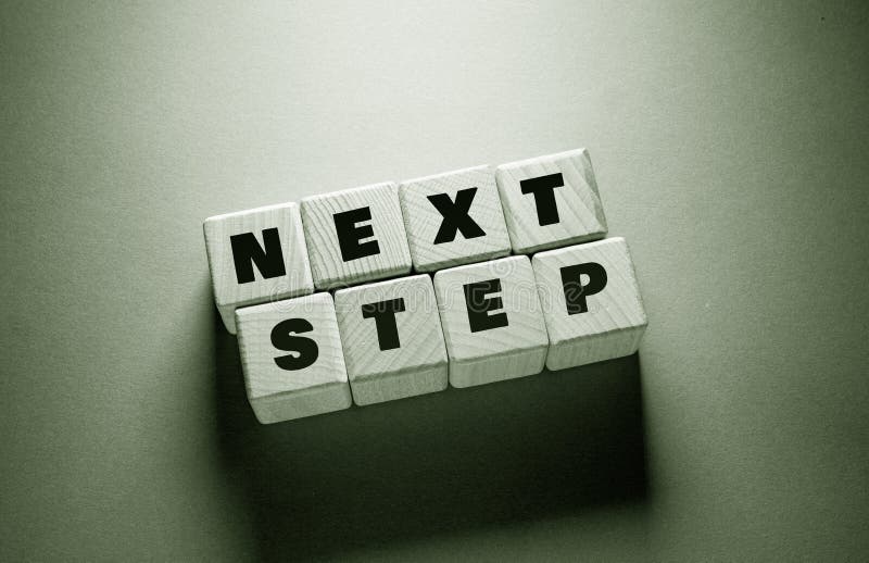 Next Step Word with Wooden Cubes Stock Photo - Image of motivation ...