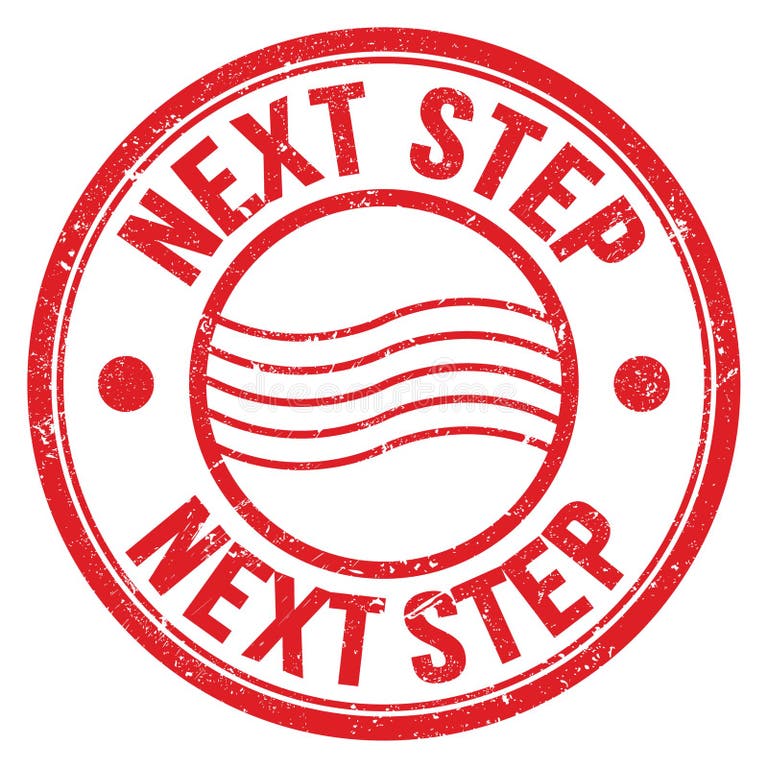 NEXT STEP Text Written on Red Round Postal Stamp Sign Stock ...