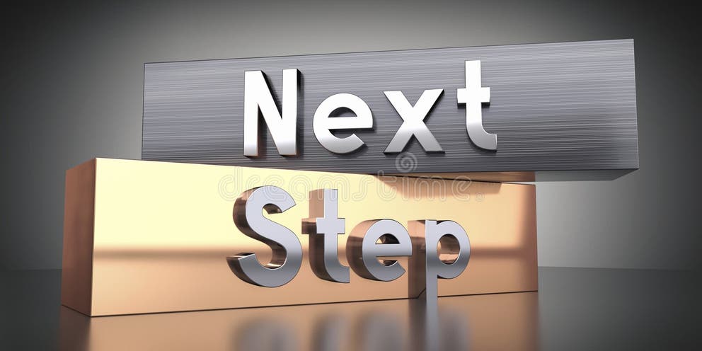 Next Step - Words on Metal Blocks Stock Illustration - Illustration of ...