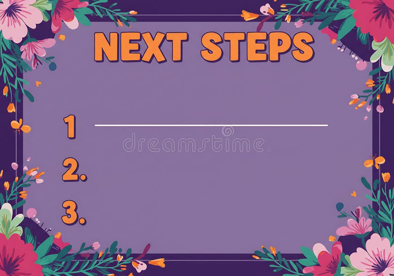 Next Steps Checklist Floral Border Colorful Organization Planning ...