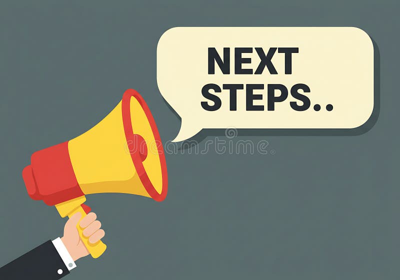 Next Steps Megaphone Illustration Announcing Plans and Forward Thinking ...