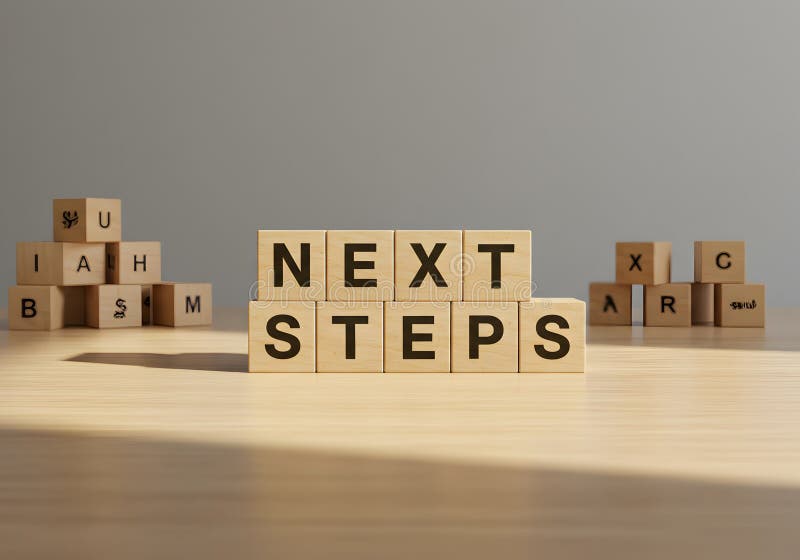 Next Steps Concept Wooden Blocks Future Planning Career Goals Business ...