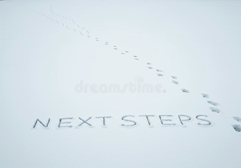 Next Steps Written beside Snowy Footprints Quiet Path Ahead Stock ...