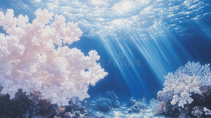 Next To a Blue and White Coral Reef. Stock Image - Image of coral ...