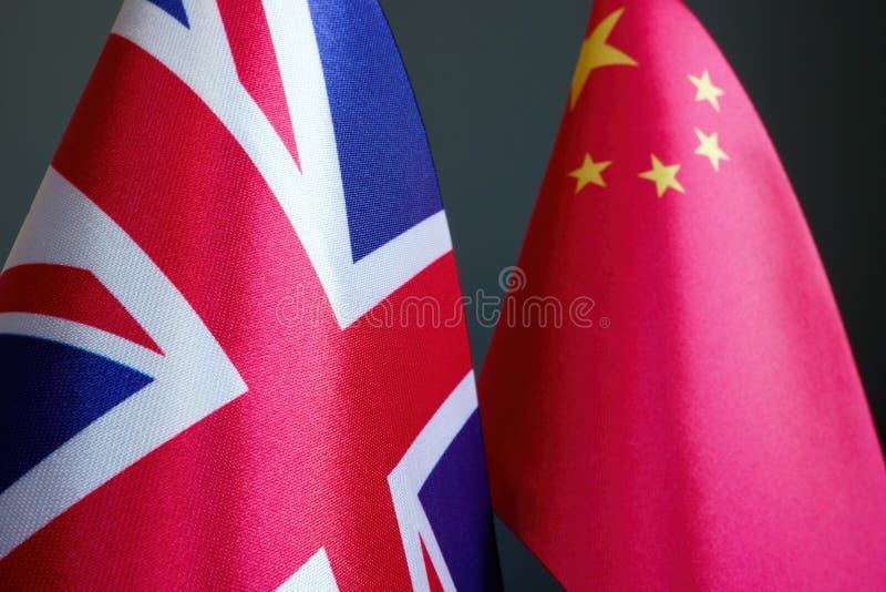 Next To the Flags of Great Britain and China. Stock Image - Image of ...