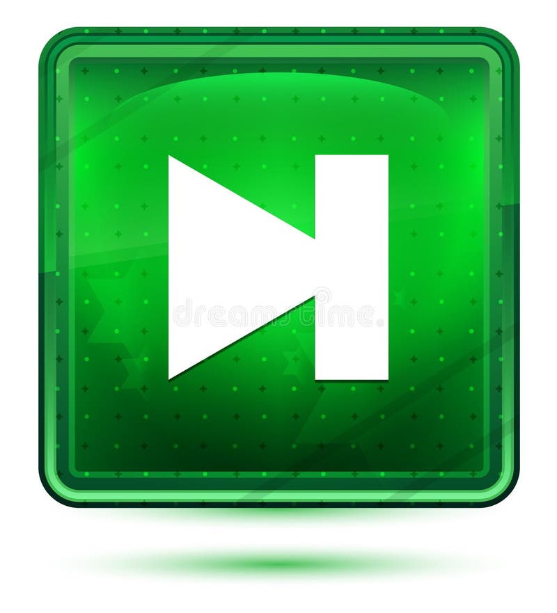 Next Track Icon Neon Light Green Square Button Stock Illustration ...
